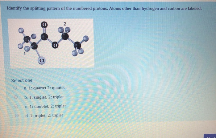 Solved Identify the splitting pattern of the numbered | Chegg.com