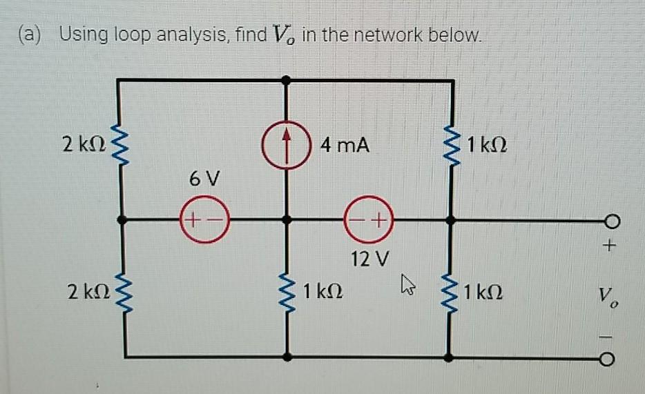Solved (a) Using loop analysis, find V, in the network | Chegg.com