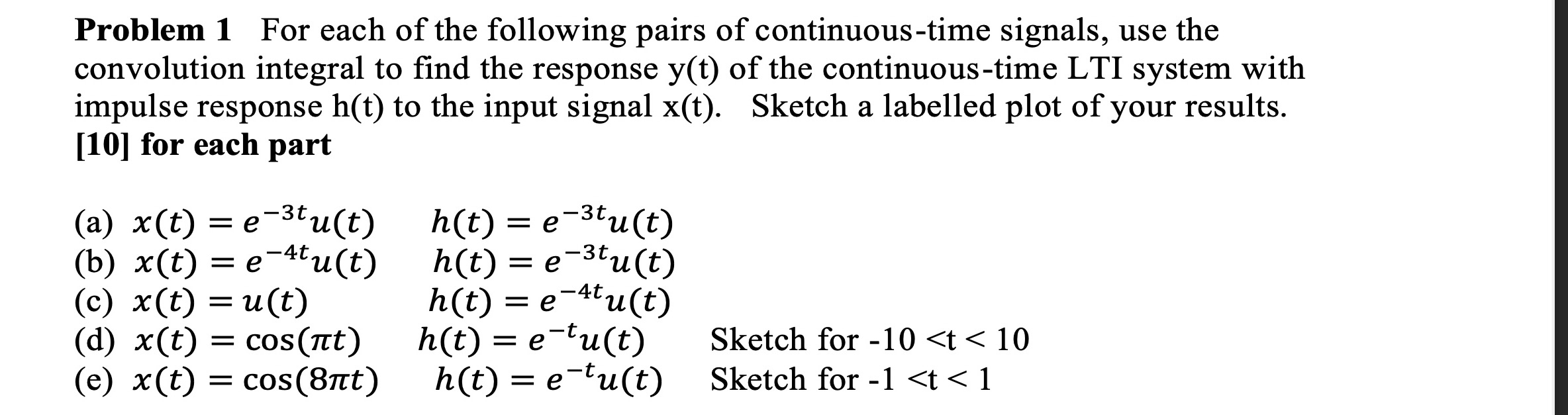 Solved Problem 1 ﻿For each of the following pairs of | Chegg.com