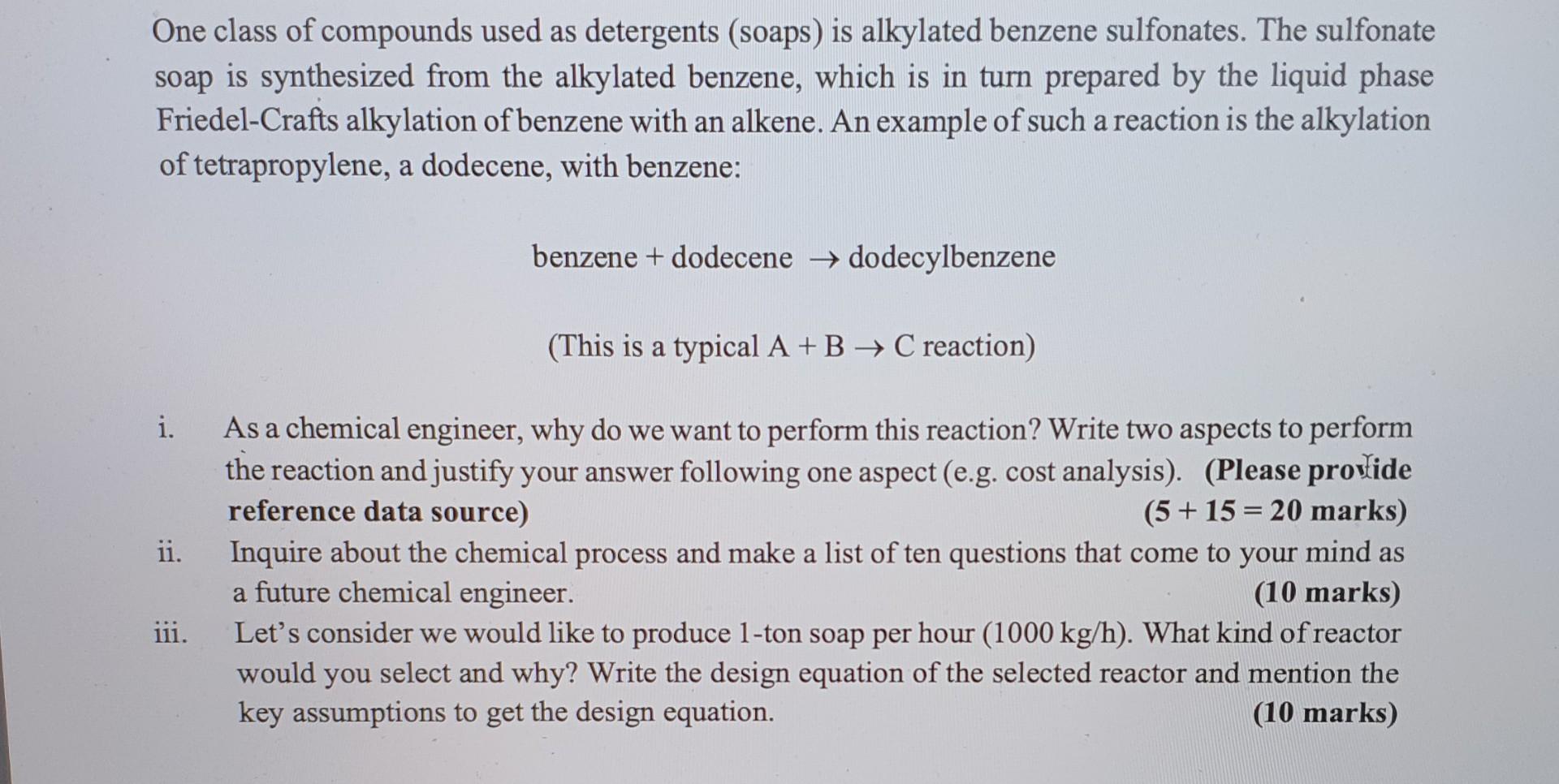 Solved One class of compounds used as detergents (soaps) is | Chegg.com
