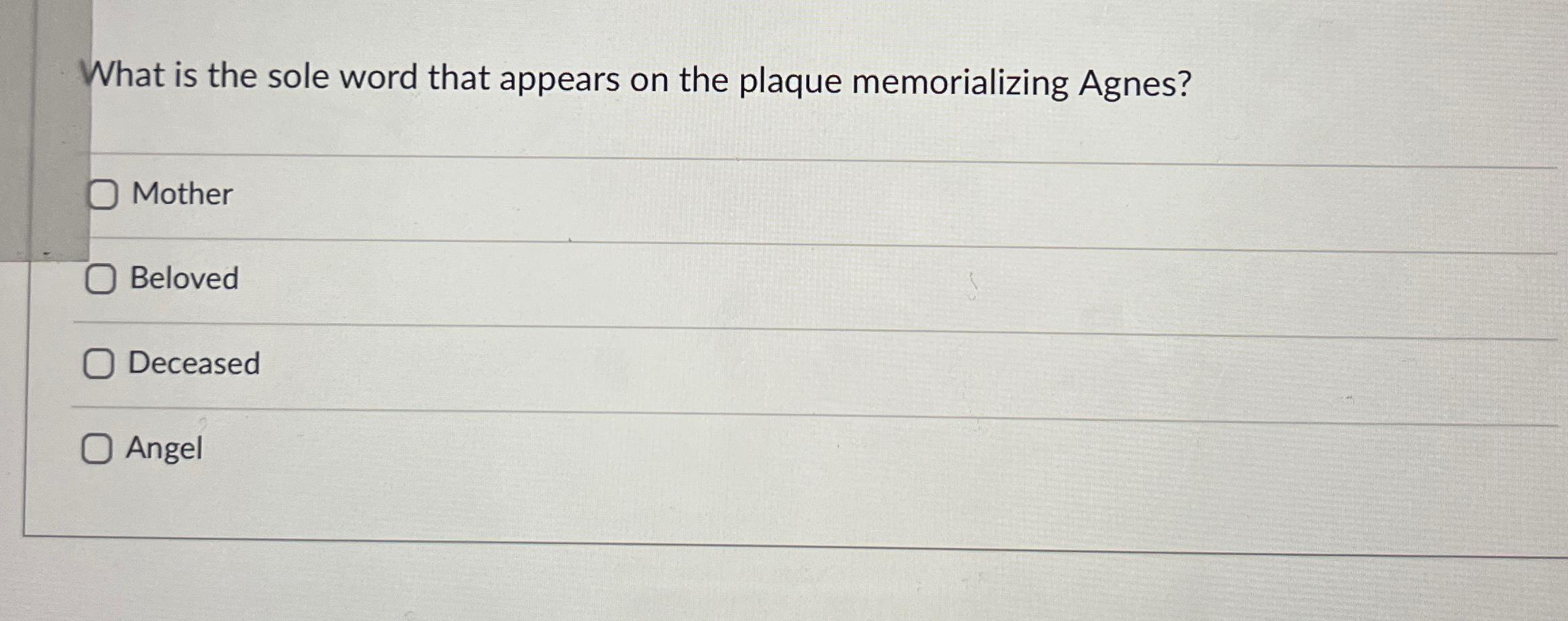 Solved What is the sole word that appears on the plaque | Chegg.com