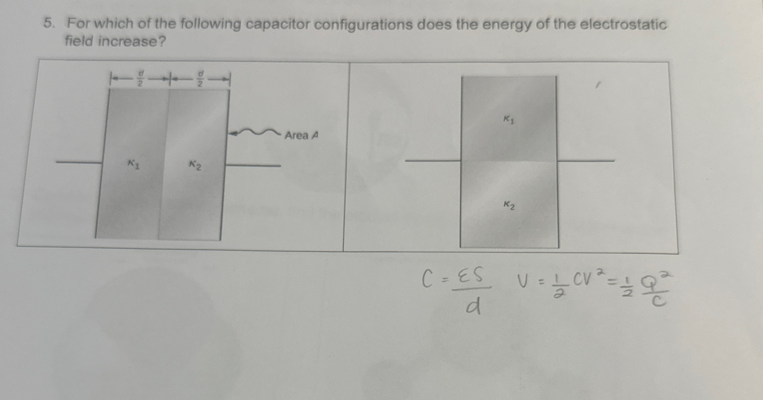 Solved For which of the following capacitor configurations | Chegg.com