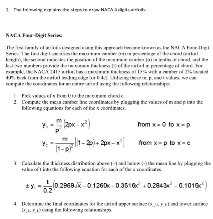 Solved 1. The Following explains the steps to draw NACA 4 | Chegg.com