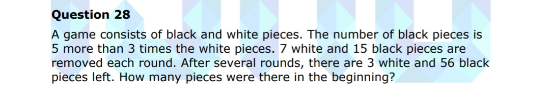 Solved Question 28A game consists of black and white pieces. | Chegg.com