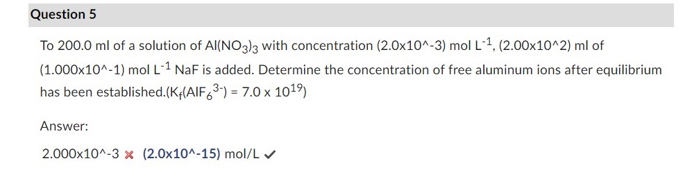 Solved Question 5To 200.0ml ﻿of a solution of Al(NO3)3 ﻿with | Chegg.com
