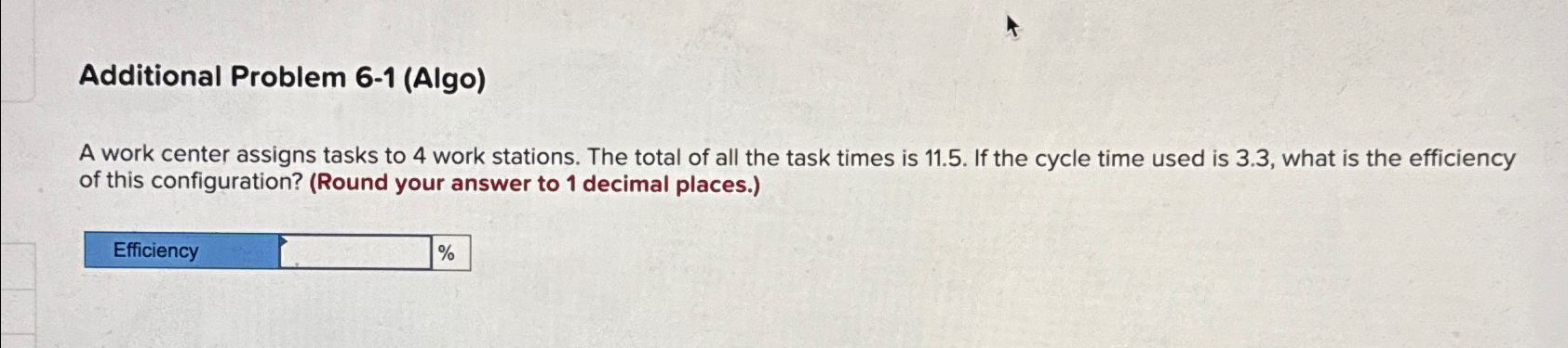 Solved Additional Problem 6-1 (Algo)A work center assigns | Chegg.com