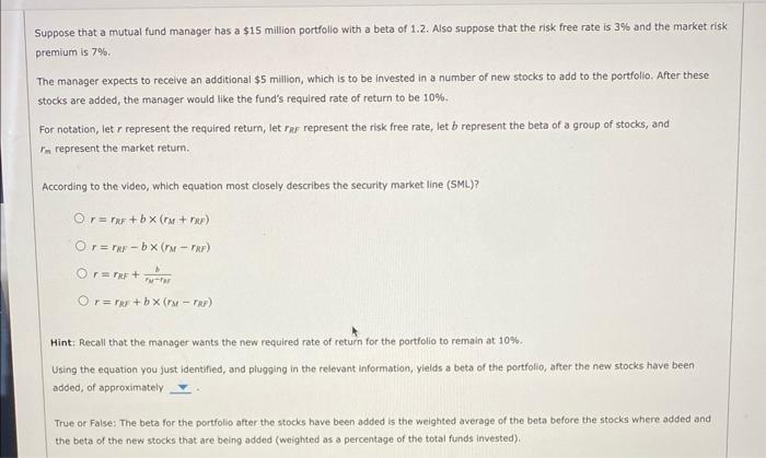Solved According to the video, this implies that the stock | Chegg.com