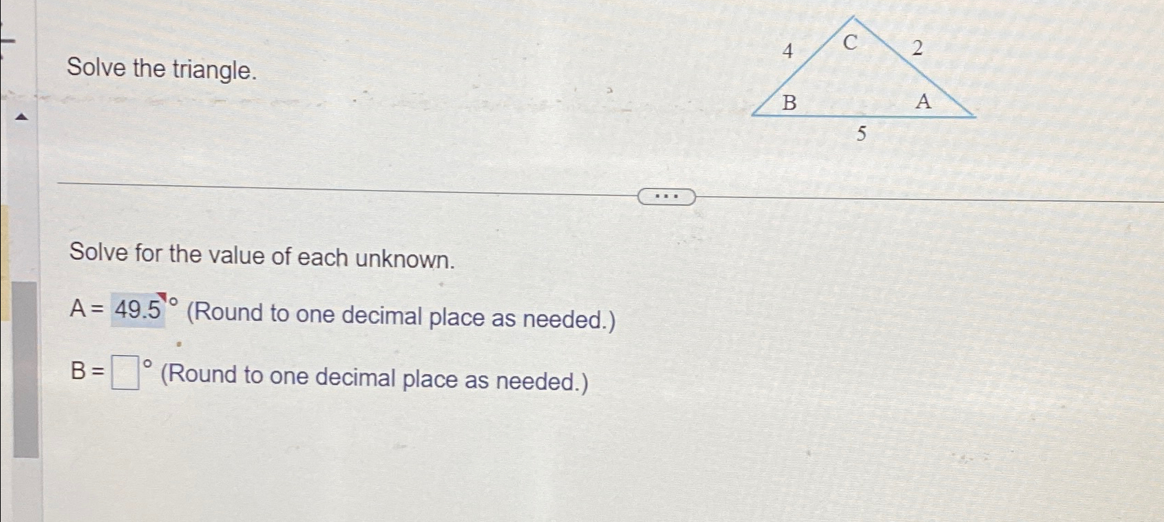 Solved Solve the triangle.Solve for the value of each | Chegg.com