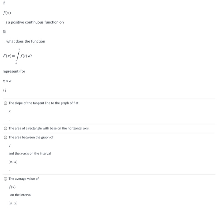 Solved If f(x) is a positive continuous function on R what | Chegg.com