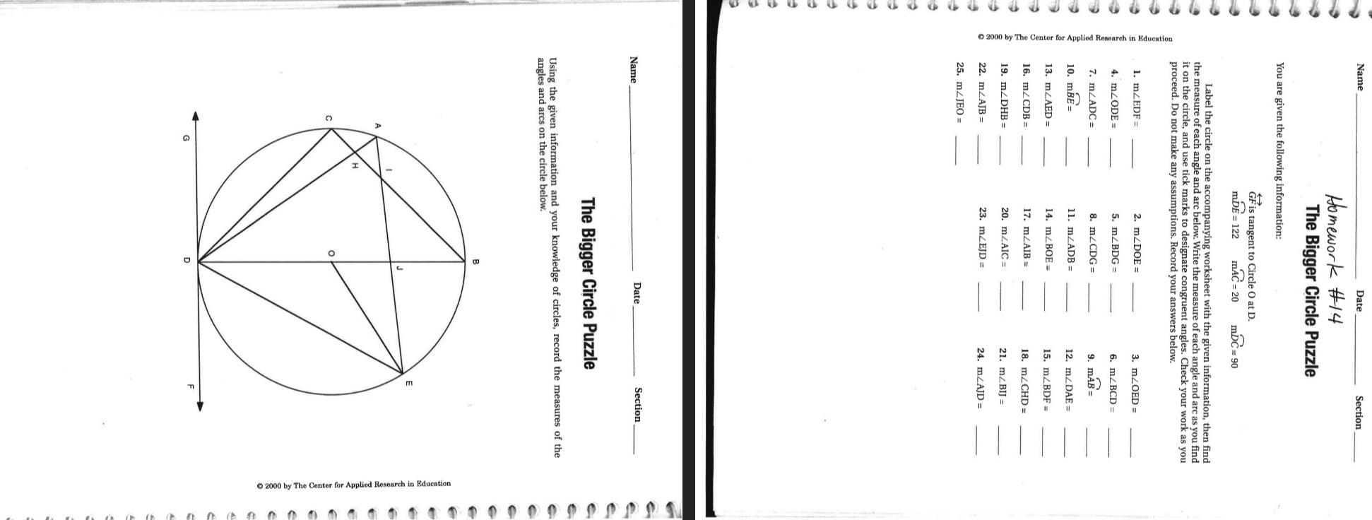 NameDateSectionHomework #14The Bigger Circle | Chegg.com
