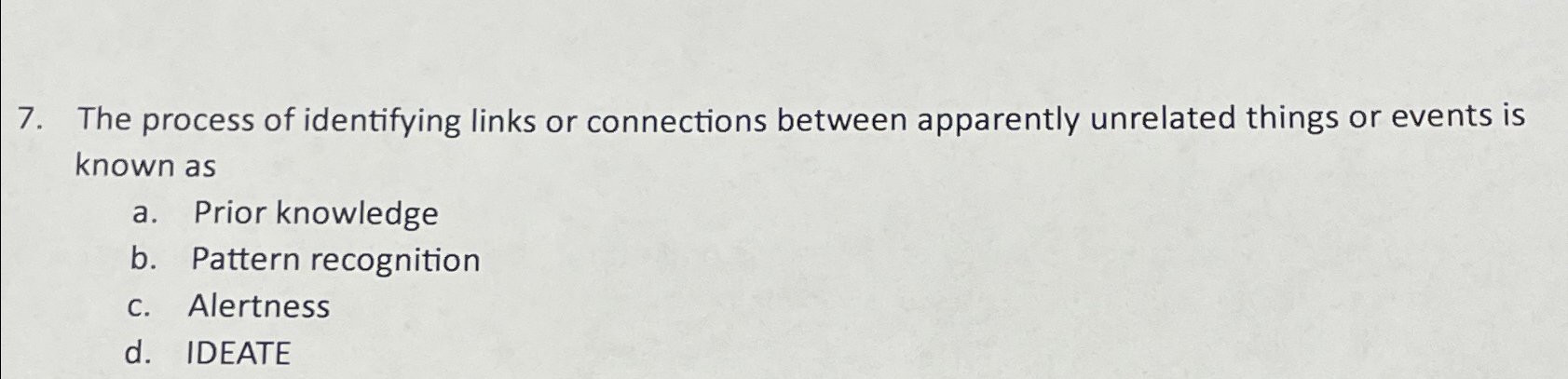 Solved The process of identifying links or connections | Chegg.com
