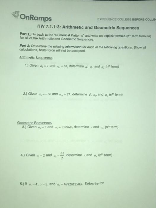 Solved OnRamps EXPERIENCE COLLEGE BEFORE COLLE HW 7.1.1-3: | Chegg.com