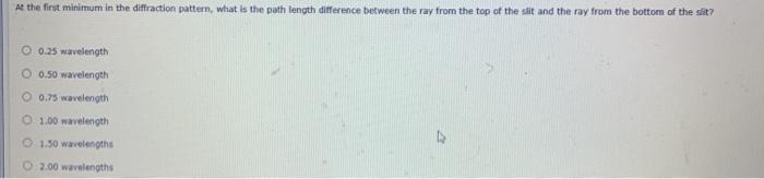 Solved At the first minimum in the diffraction pattern, what | Chegg.com