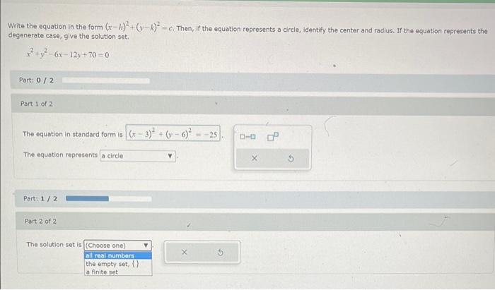 Solved Part 2 is the solution set (all real numbers ), (the | Chegg.com