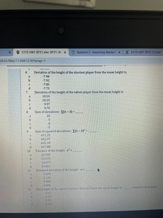 Solved x E270 HW1 SP21.xlsx: SP21: INX Question 2 Improving | Chegg.com