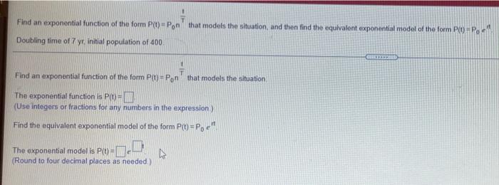 Solved Find an exponential function of the form P-Pon that | Chegg.com