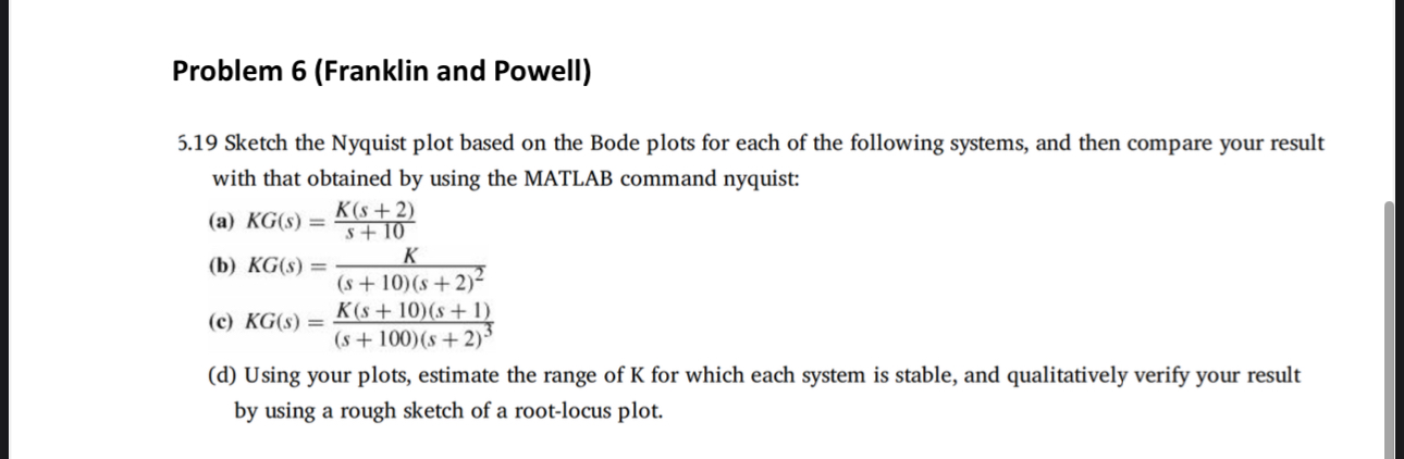Solved Problem 6 (Franklin and Powell)5.19 ﻿Sketch the | Chegg.com