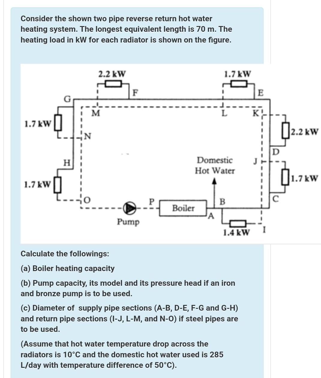 Solved Consider the shown two pipe reverse return hot water | Chegg.com