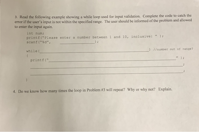 Solved 3. Read the following example showing a while loop | Chegg.com