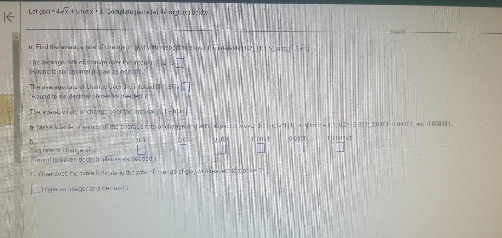 Solved Let g(x)=4x+5 for x≥0. Complete parts (a) through (c) | Chegg.com