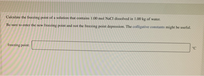 Solved Calculate the freezing point of a solution that | Chegg.com
