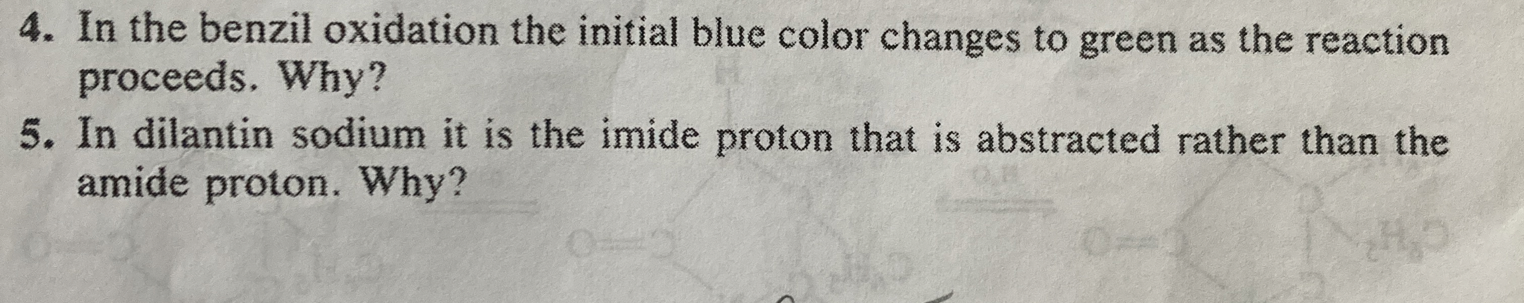 Solved In the benzil oxidation the initial blue color | Chegg.com