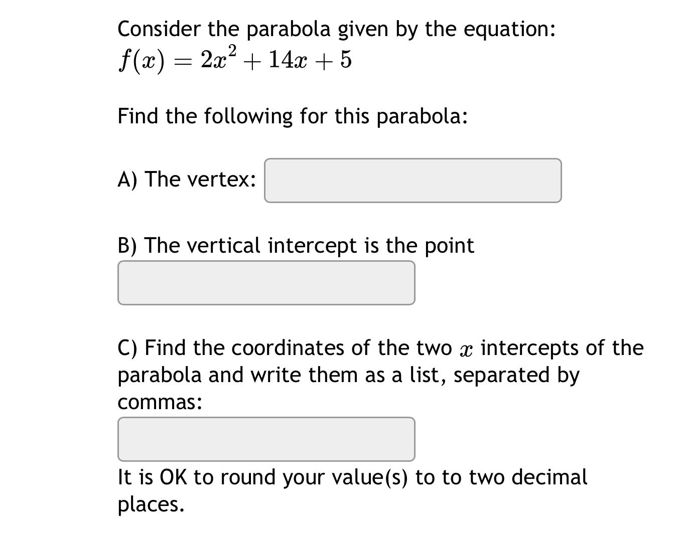 Solved Consider the parabola given by the | Chegg.com