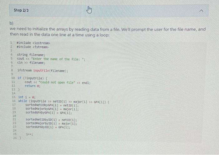 Solved a) First, we need to define the arrays that will be | Chegg.com