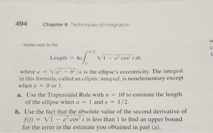 Solved 494 Chapter 8 Techniques of integration turns out to | Chegg.com
