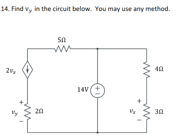 Solved Find vy ﻿in the circuit below. You may use any | Chegg.com