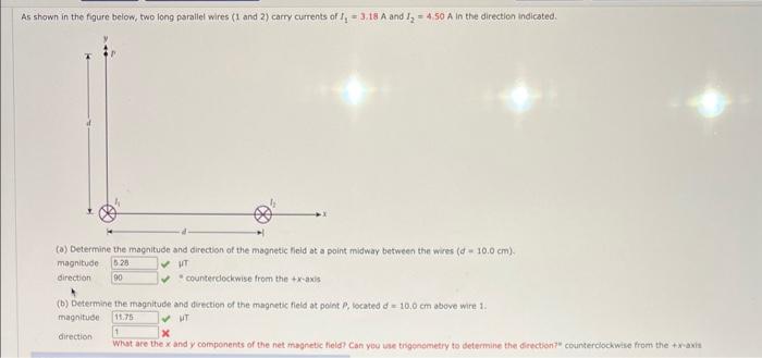 Solved As shown in the figure below, two long paraliel wires | Chegg.com