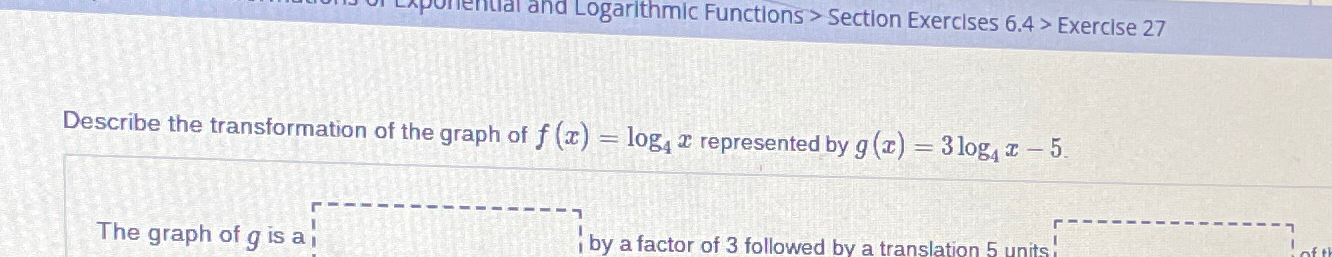 Solved Describe the transformation of the graph of | Chegg.com