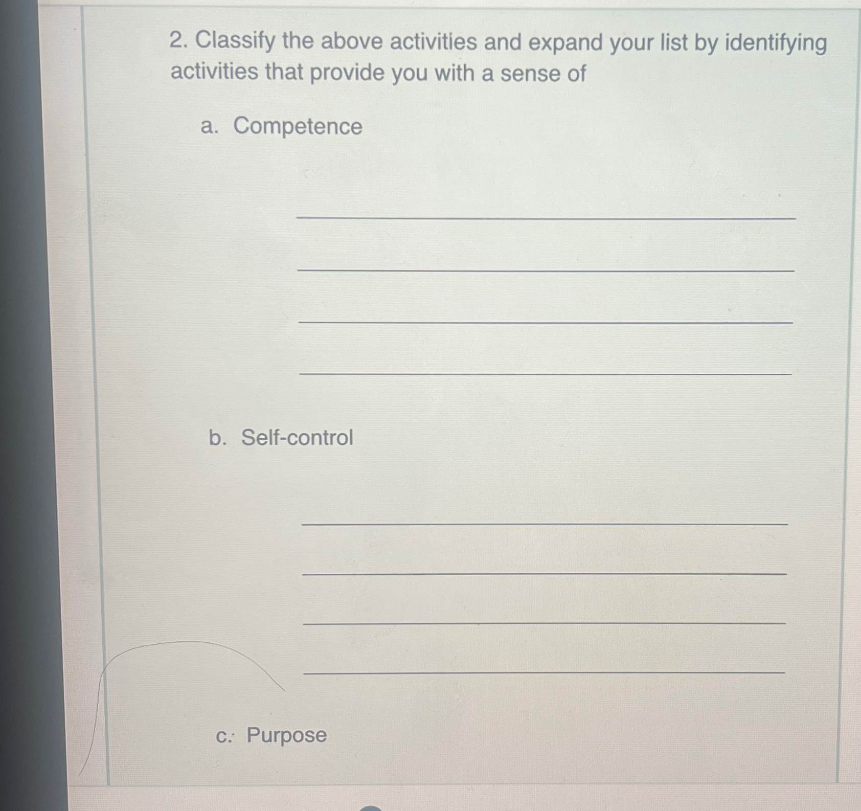 Solved Classify the above activities and expand your list by | Chegg.com