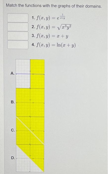 Solved Match the functions with the graphs of their domains. | Chegg.com