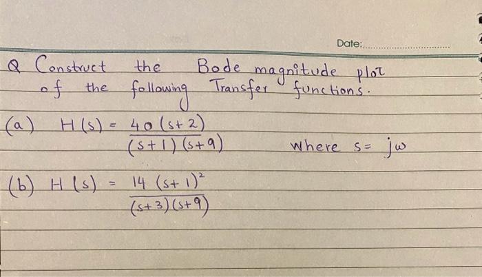 Solved Q Construct the Bode magnitude plot of the following | Chegg.com