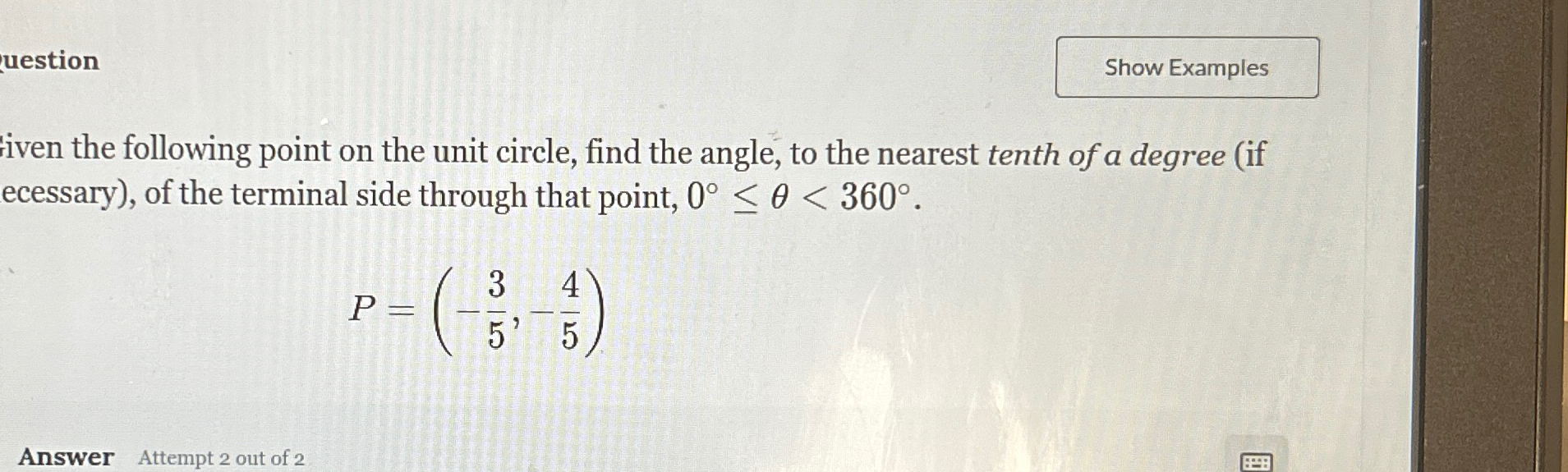Solved Show ExamplesIiven the following point on the unit | Chegg.com