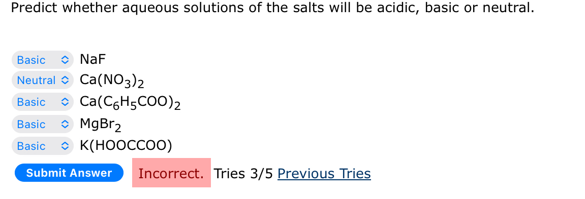Solved Predict whether aqueous solutions of the salts will | Chegg.com
