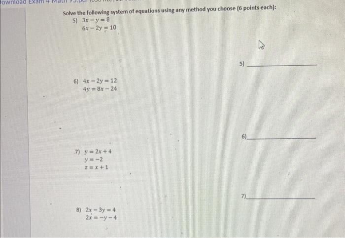 Solved Solve the following system of equations using any | Chegg.com