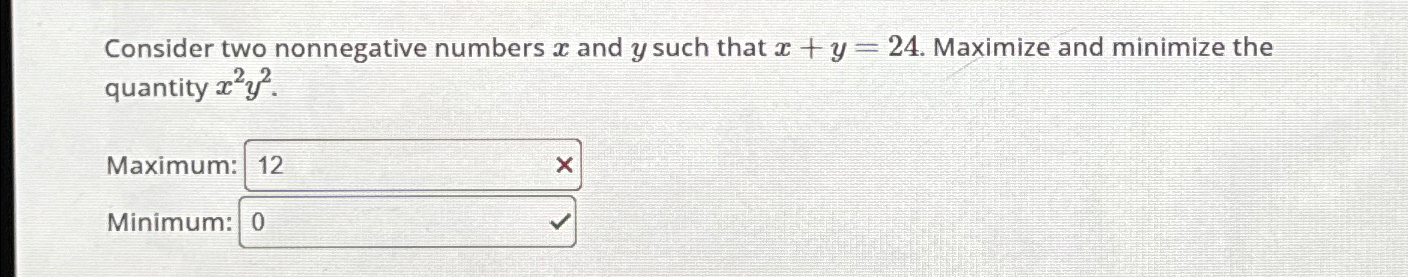Solved Consider two nonnegative numbers x ﻿and y ﻿such that | Chegg.com