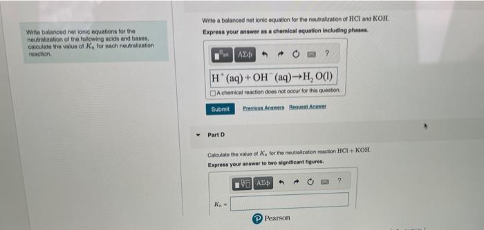 Solved Write a balanced net lonic equation for the | Chegg.com