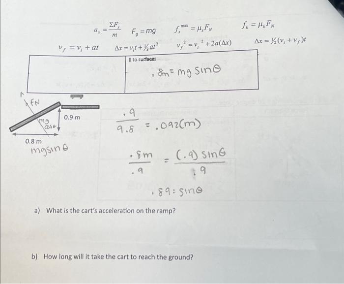 Solved 2. A cart rolls down a frictionless ramp from the top | Chegg.com