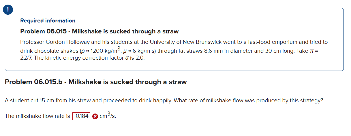 Solved !Required informationProblem 06.015 - ﻿Milkshake is | Chegg.com