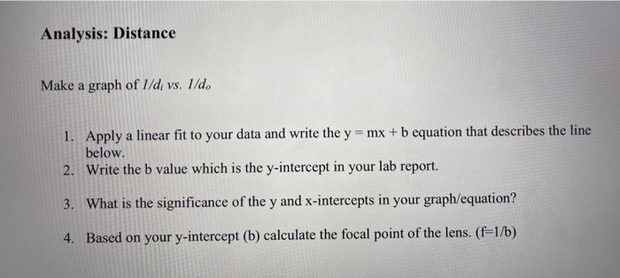 Solved Analysis: Distance Make a graph of 1/d; vs. 1/d. 1. | Chegg.com