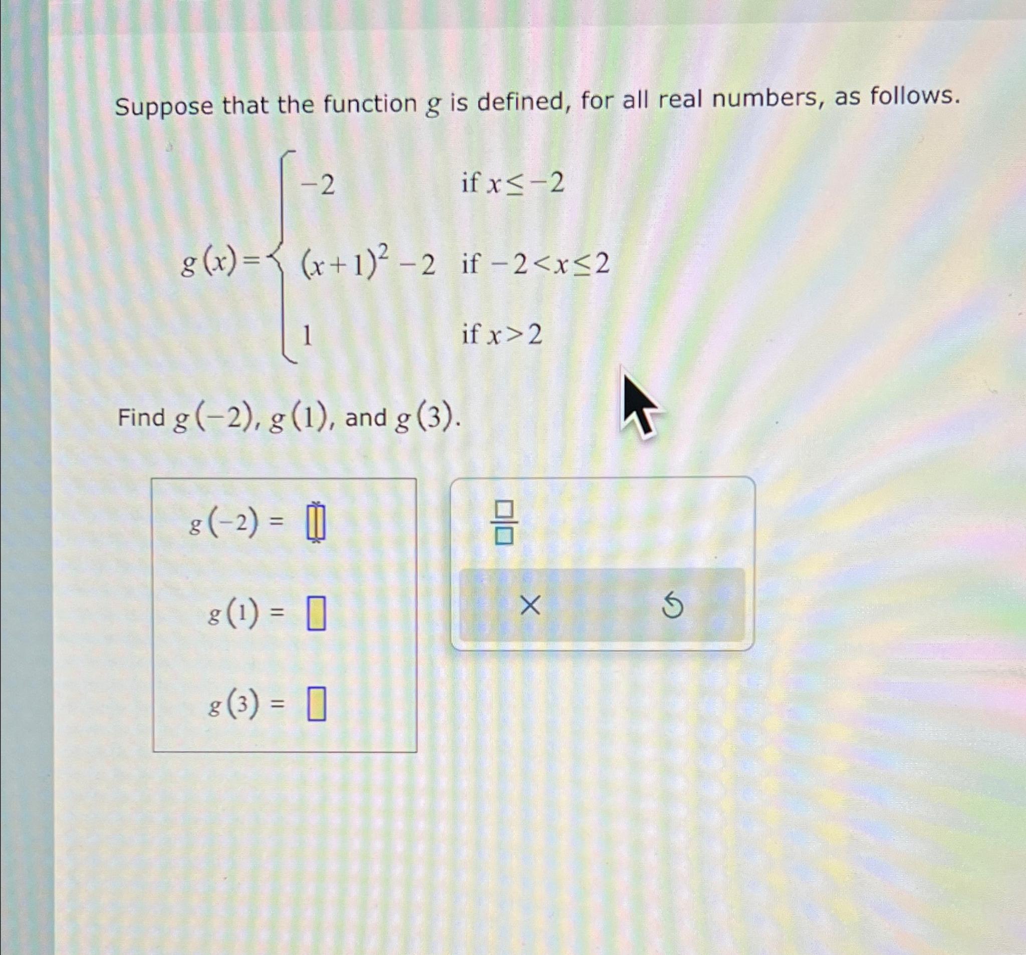 Solved Suppose that the function g ﻿is defined, for all real | Chegg.com