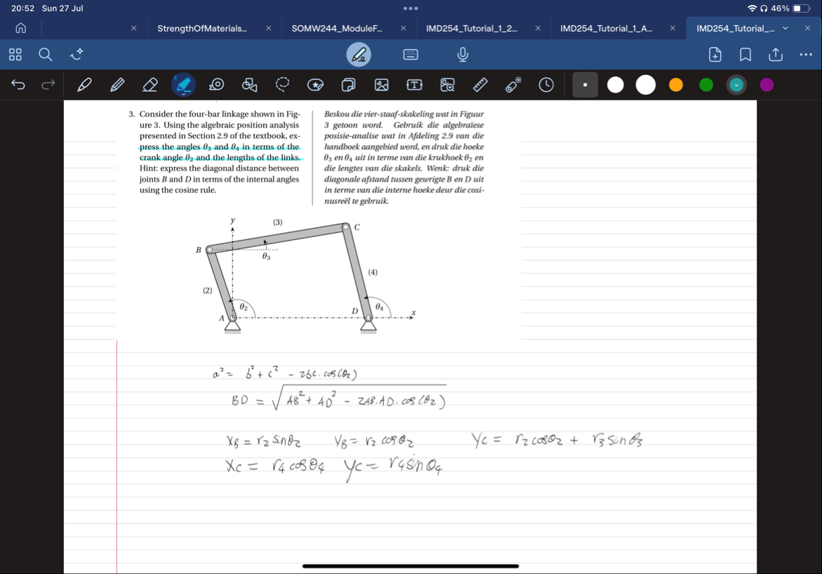 Solved Consider the four-bar linkage shown in Figure 3 . | Chegg.com