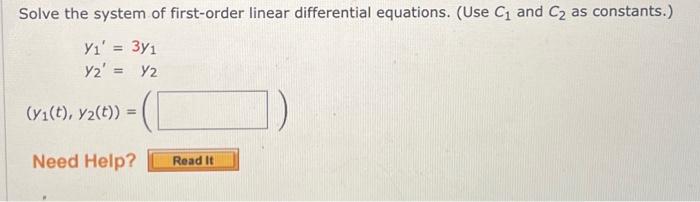 Solved Solve the system of first-order linear differential | Chegg.com