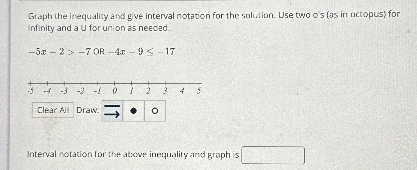 Solved Graph the inequality and give interval notation for | Chegg.com