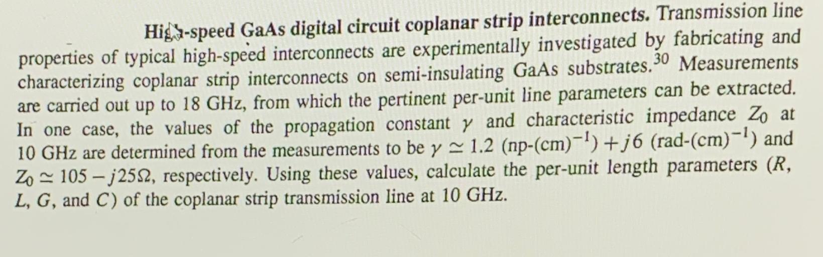Solved High-speed GaAs digital circuit coplanar strip | Chegg.com