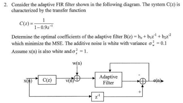 Consider the adaptive FIR filter shown in the | Chegg.com
