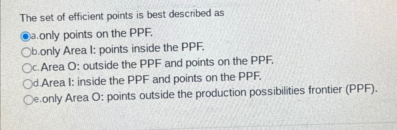 Solved The set of efficient points is best described | Chegg.com
